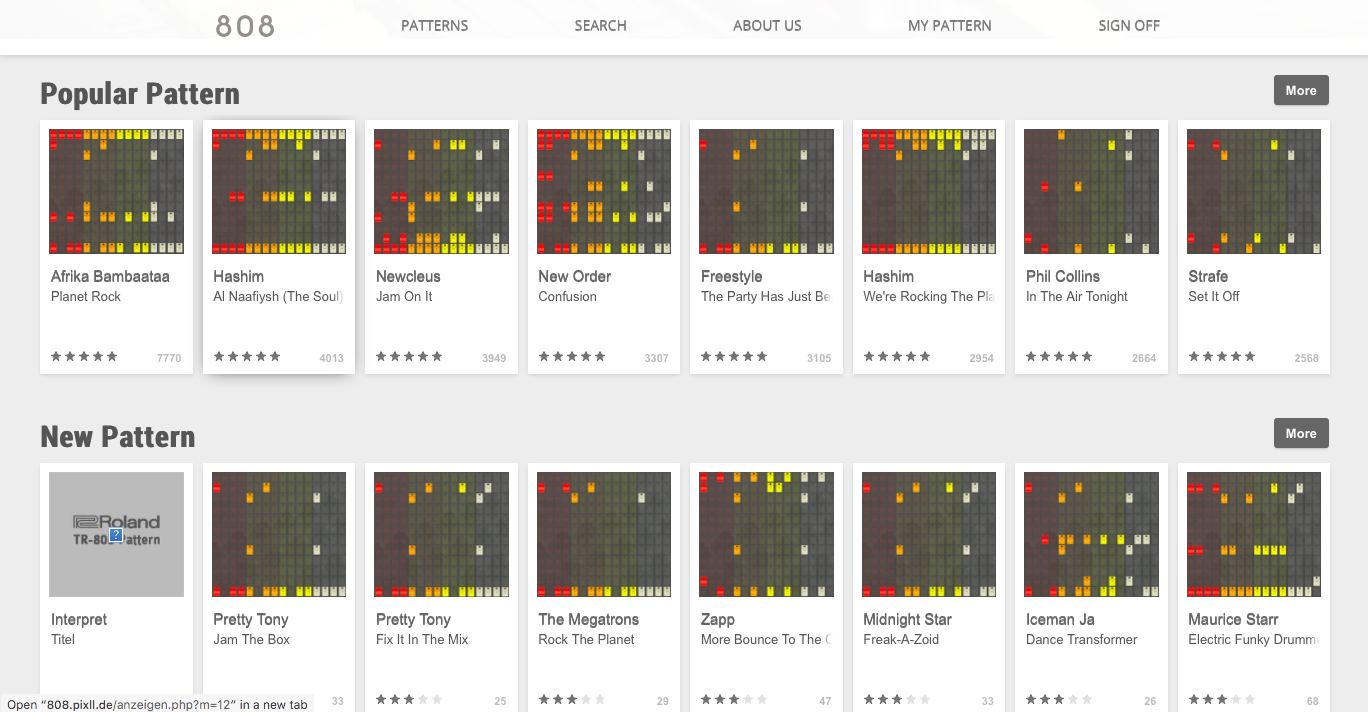 Roland TR-808 Drum Machine Pattern, todo un museo de patrones de baile ...