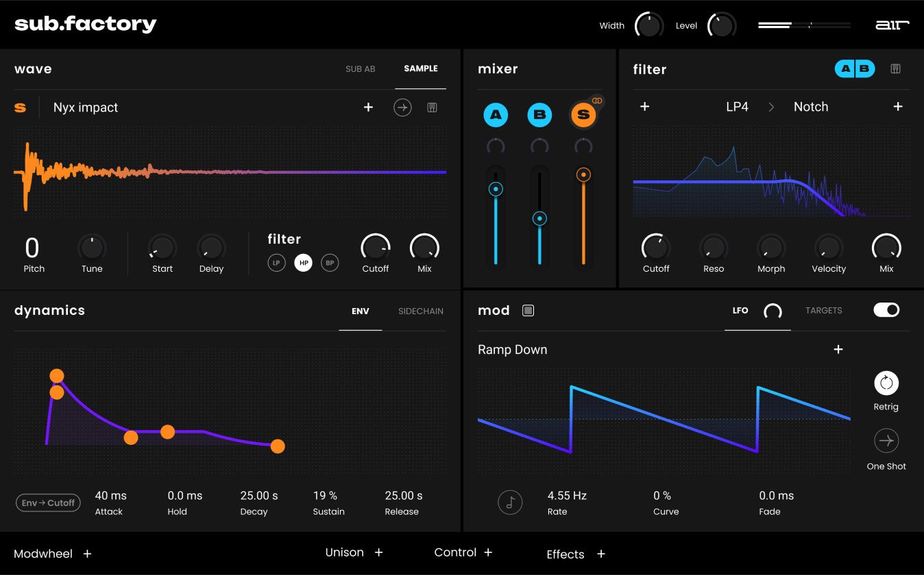 Air Music Sub Factory, un sintetizador de bajos y subgraves para ...