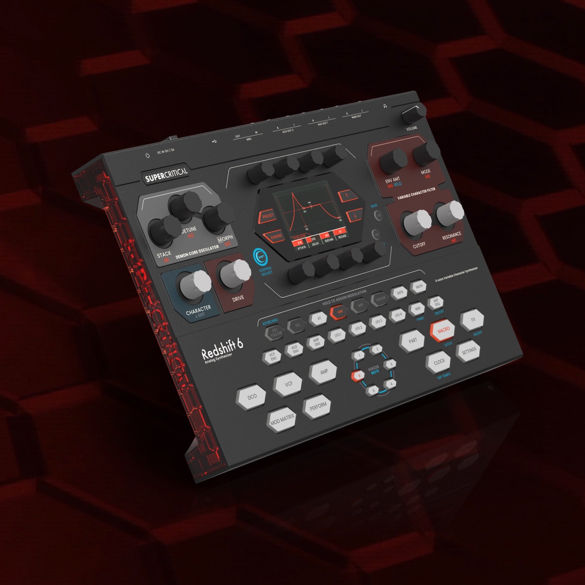 Supercritical Redshift 6, un sinte analógico de escritorio con 6 voces de polifonía y MPE ...